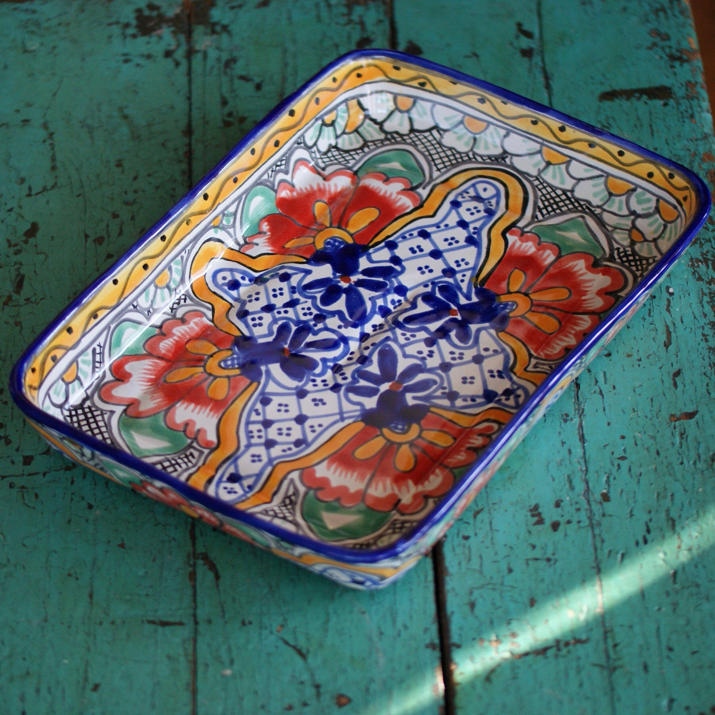 9 x 13" Mexican Talavera Baking Pan, Ready to Ship – Zinnia Folk Arts