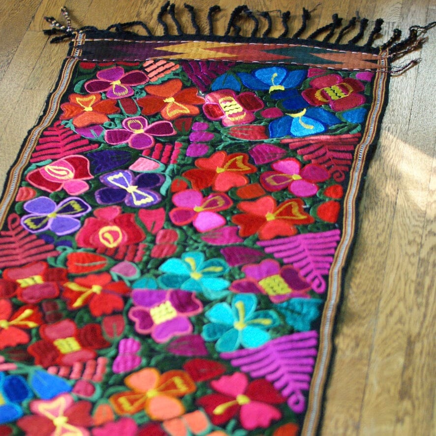 Bright Colors 4' Long Mexican Embroidered Table Runner Textile – Zinnia ...