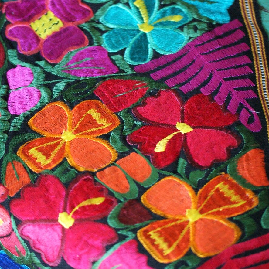 Bright Colors 4' Long Mexican Embroidered Table Runner Textile – Zinnia ...