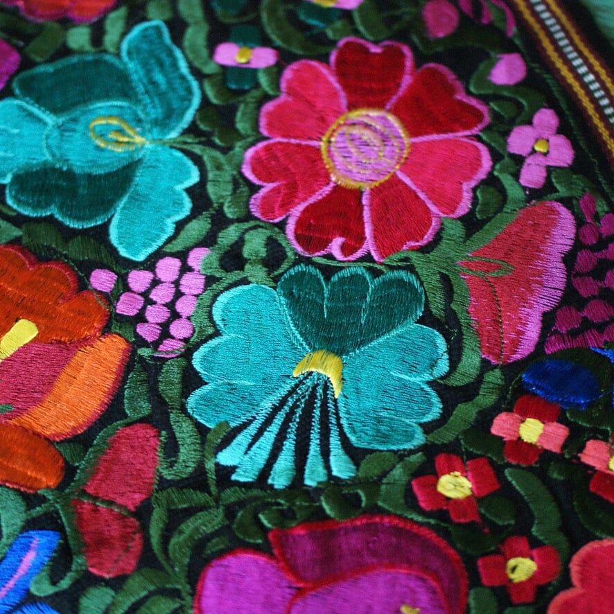 Bright Colors 4' Long Mexican Embroidered Table Runner Textile – Zinnia ...